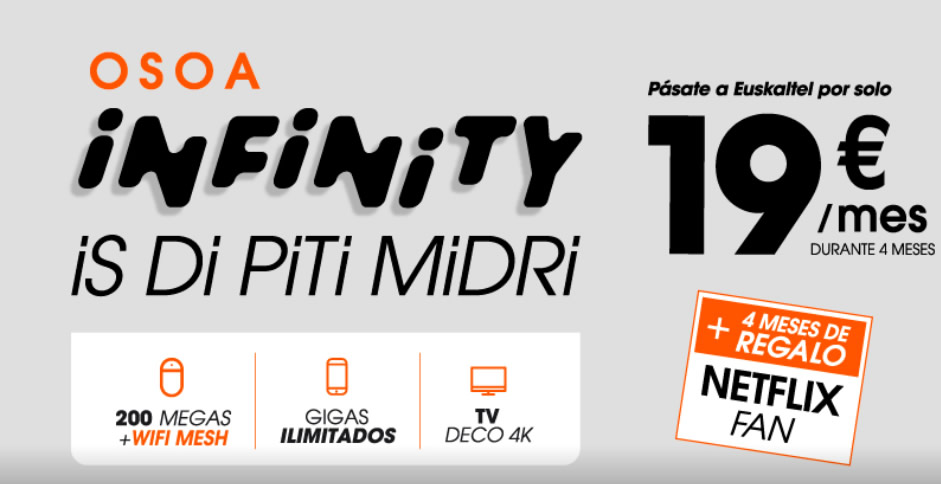 Euskaltel completa la oferta de pack Osoa Infinity con Netflix y el ...